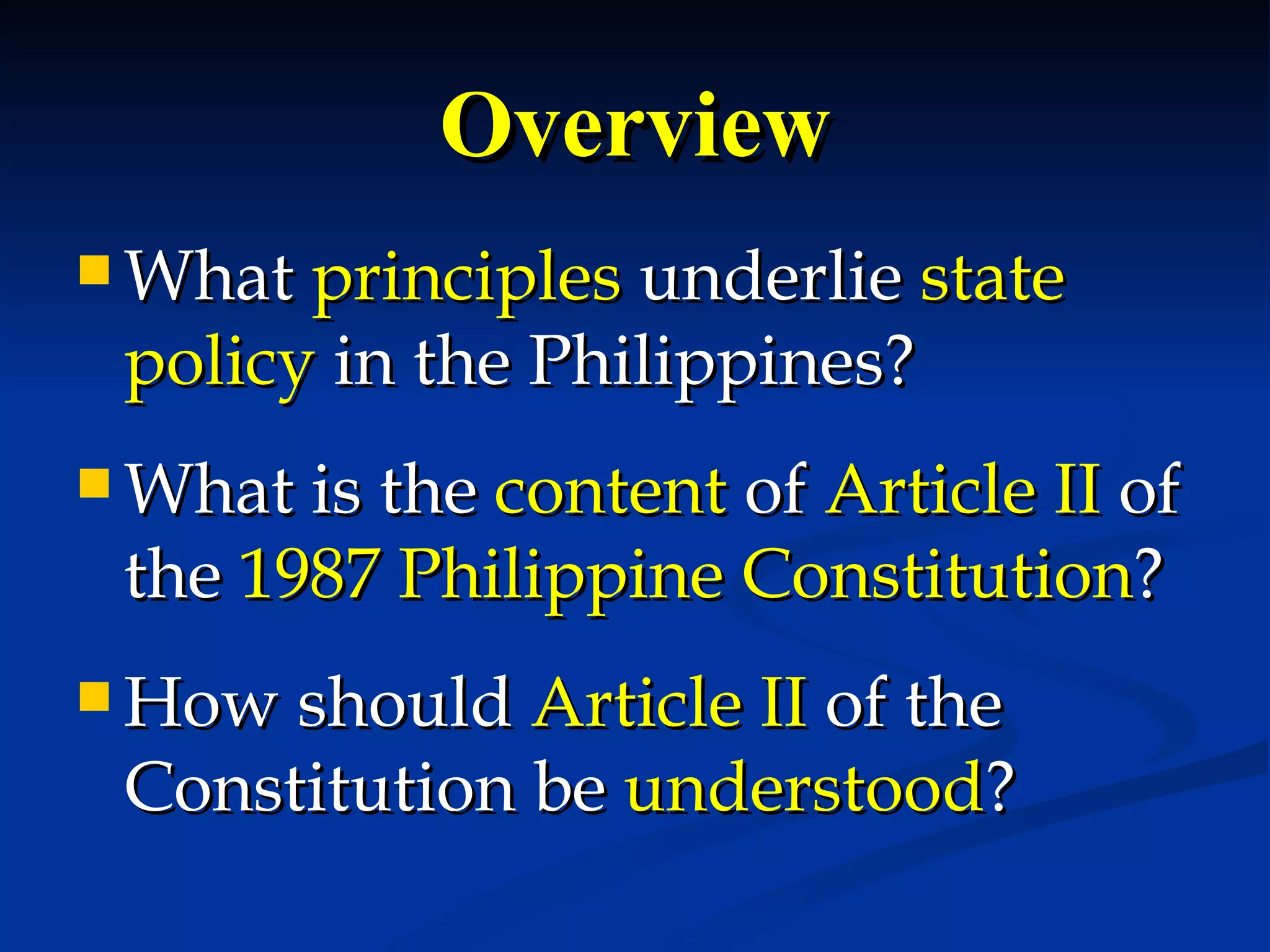 The 1987 Philippine Constitution: Article II | PPT
