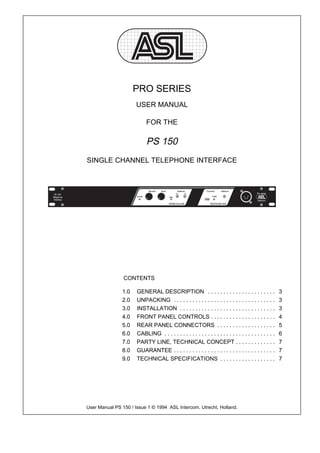 ASL Intercom PS150 | PDF
