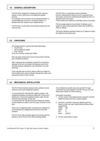 ASL Intercom PS150 | PDF