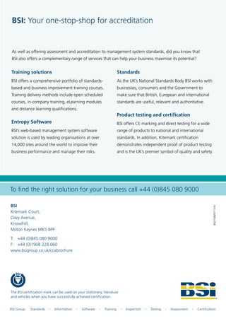 BSI Brochure: Customer Contact Association Global Standard - Your ...