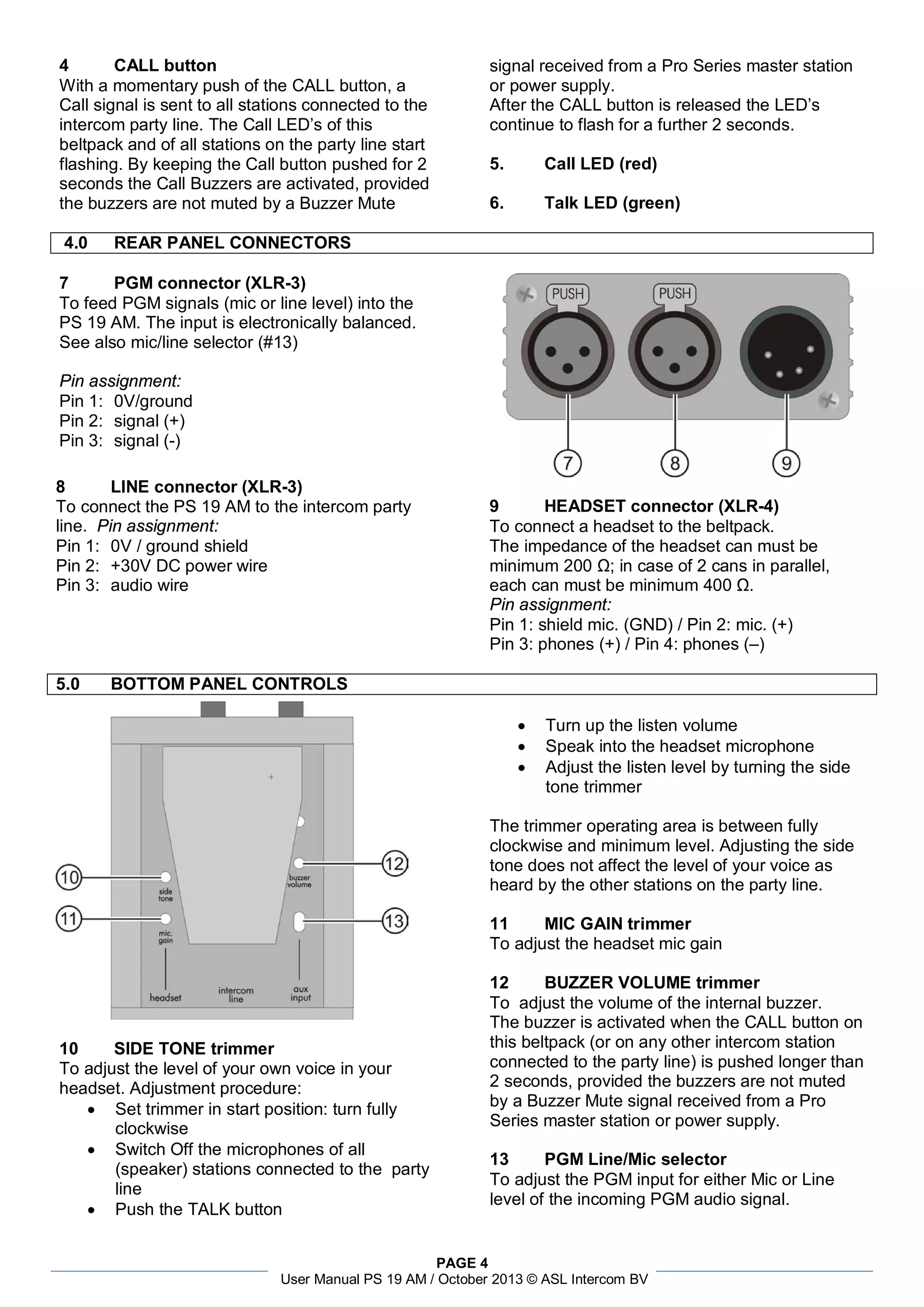 ASL Intercom PS-19AM 1-channel beltpacks wth program (AUX) input | PDF