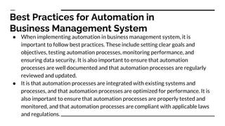 Automated business system presentation | PPTX