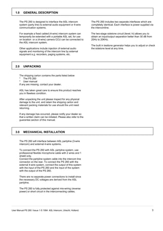 ASL Intercom PS260T | PDF