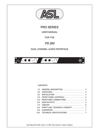 ASL Intercom PS 260 | PDF