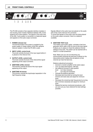 ASL Intercom PS 260 | PDF