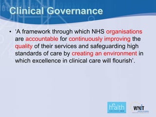 The Role of Information Technology in Clinical Governance | PDF
