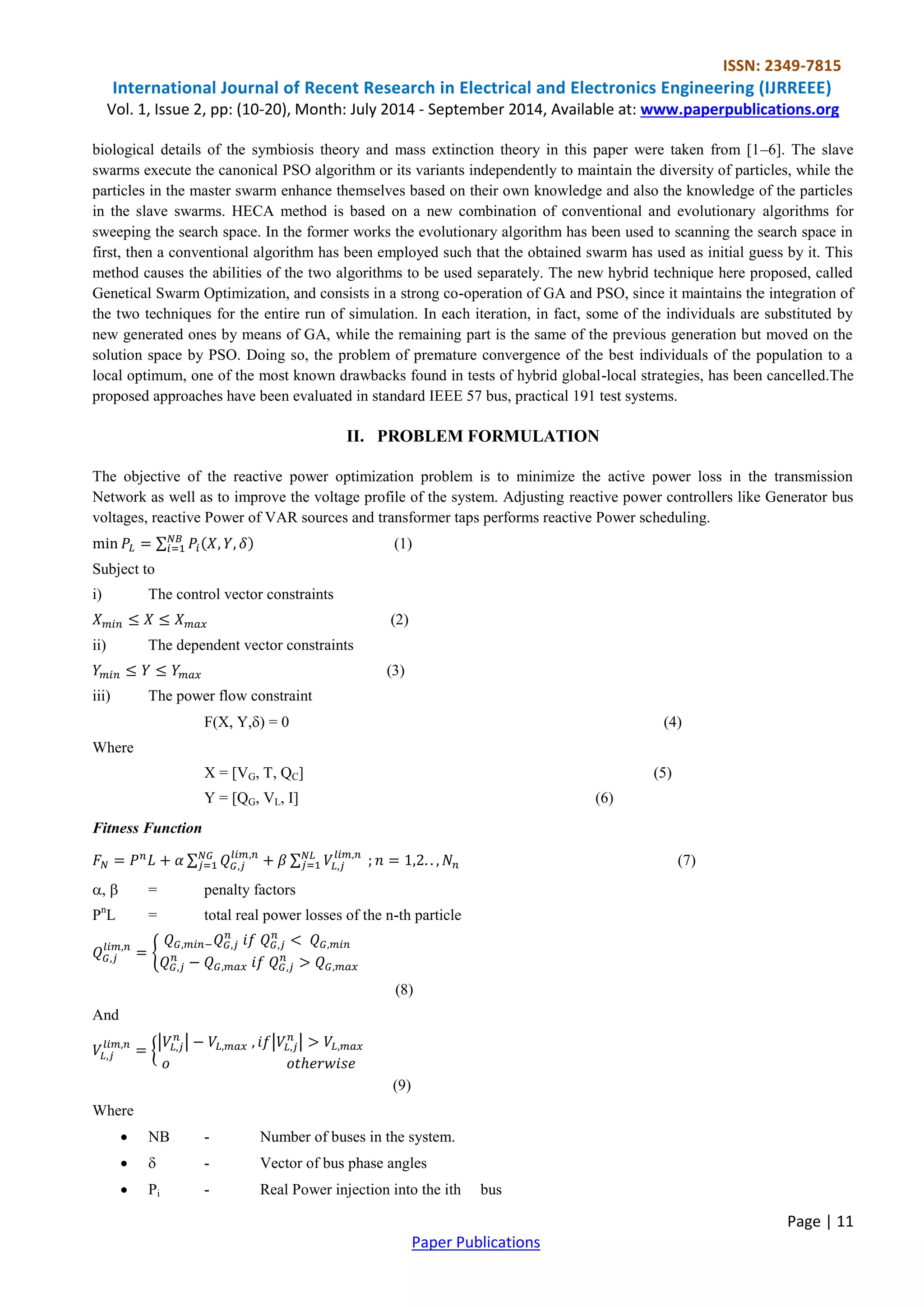 Ps2o Hybrid Evolutionary Conventional Algorithm Genetical Swarm Optimization For Solving 