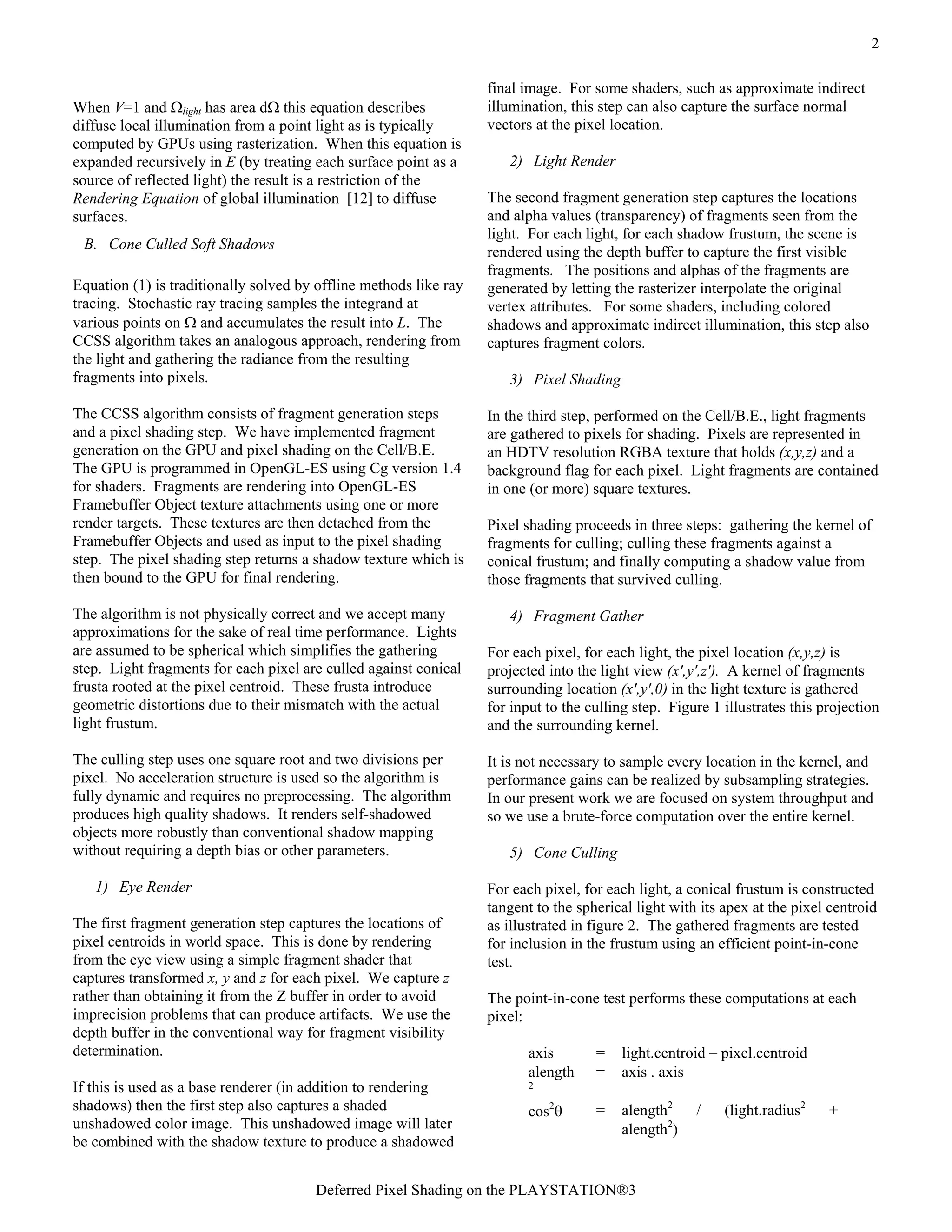 Deferred Pixel Shading on the PlayStation 3 | PDF