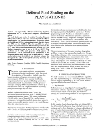 Deferred Pixel Shading on the PlayStation 3 | PDF