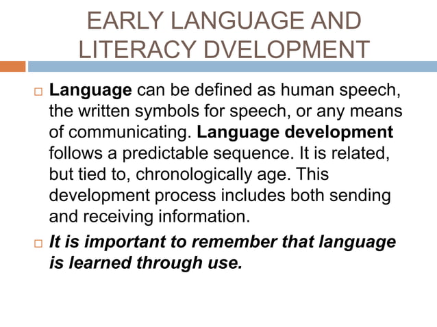 Language & Literacy in Early Childhood | PPTX