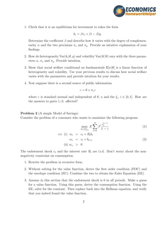 Economics Assignment Sample Problems Set 6 with Solutions | PDF