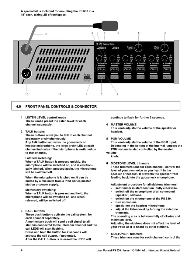 ASL Intercom PS630 | PDF