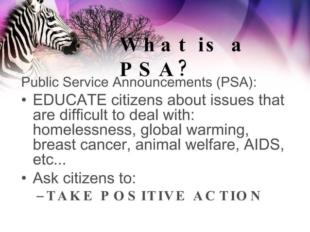 Service Learning Lesson: Hey! Hey! Let's Make A PSA | PPT