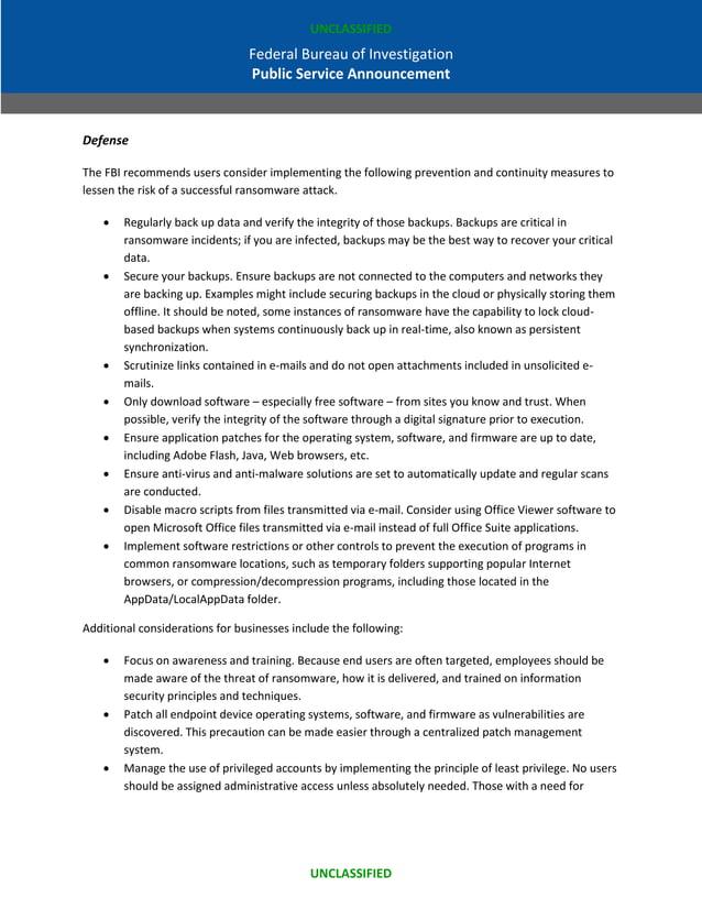 HCA 530, Week2, Psa i-091516-ransomware notice from fbi | PDF