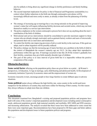 Population policy in bd | PDF