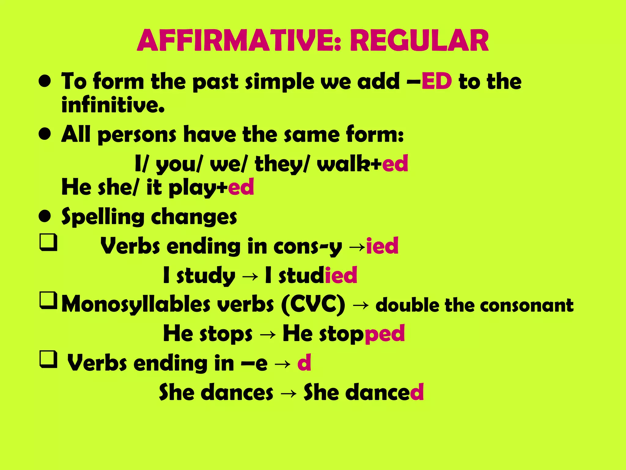SIMPLE PAST (affirmative) | PPT