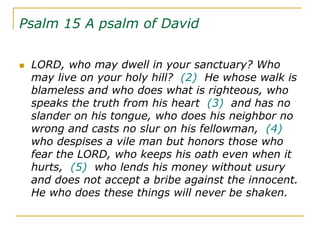 Psalm 15 | PPT | Christianity | Religion & Spirituality