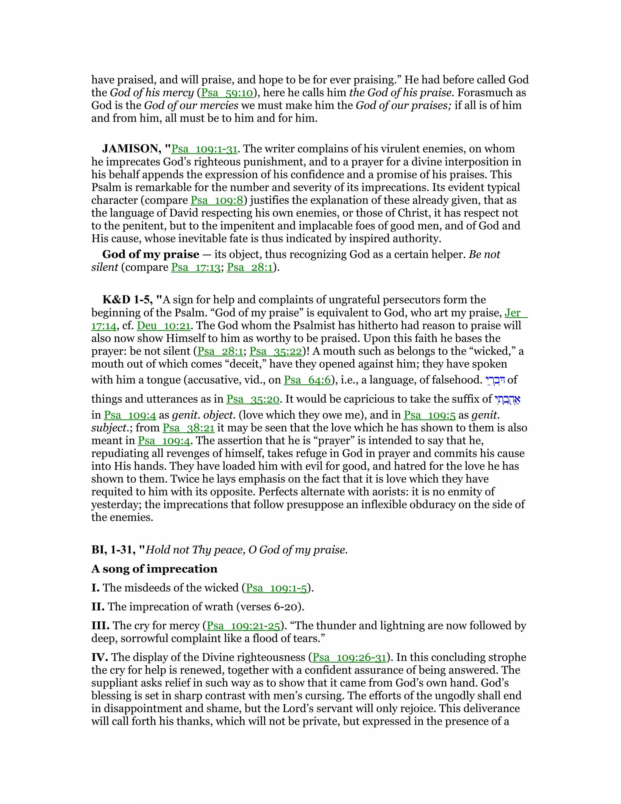 Psalm 109 commentary | PDF