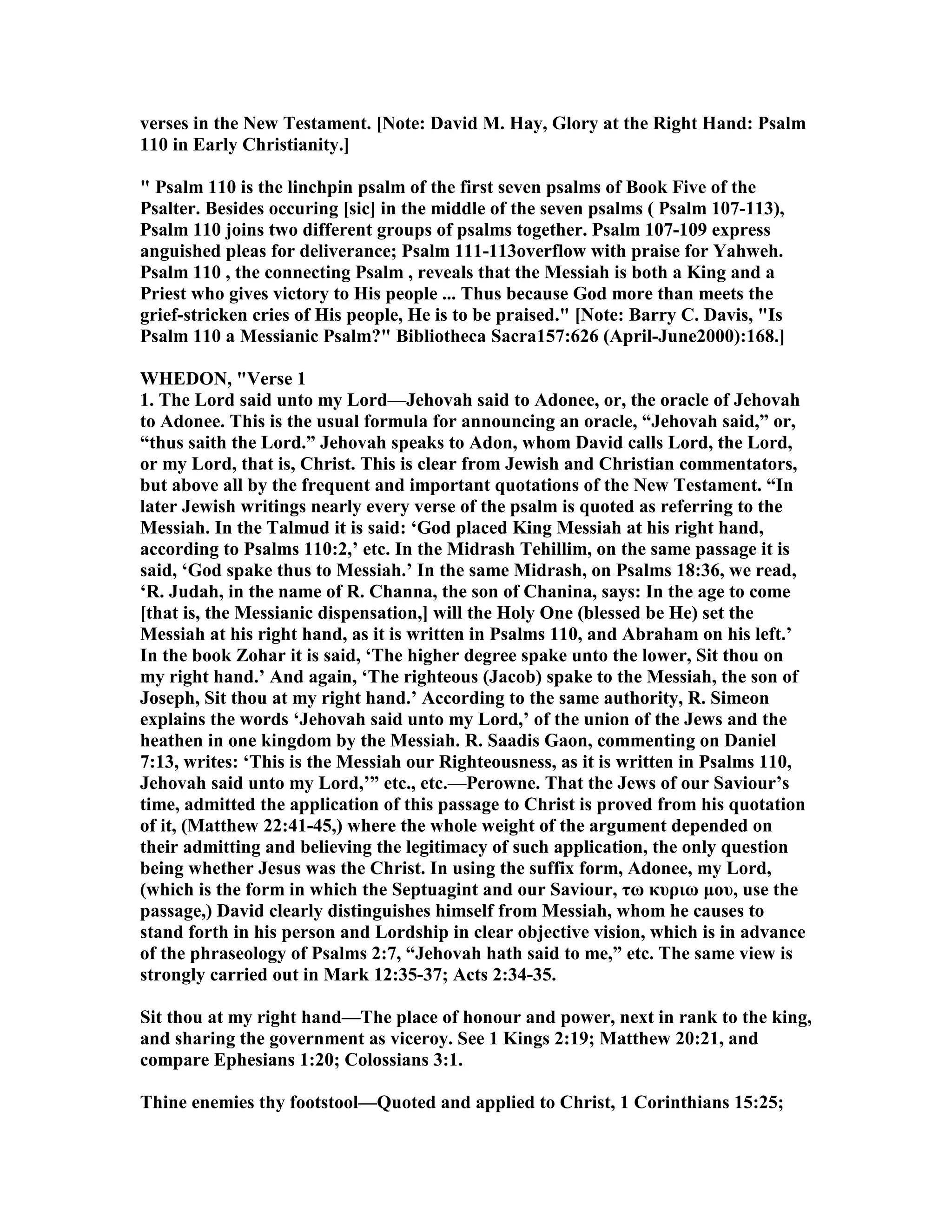 Psalm 110 commentary | PDF | Christianity | Religion & Spirituality
