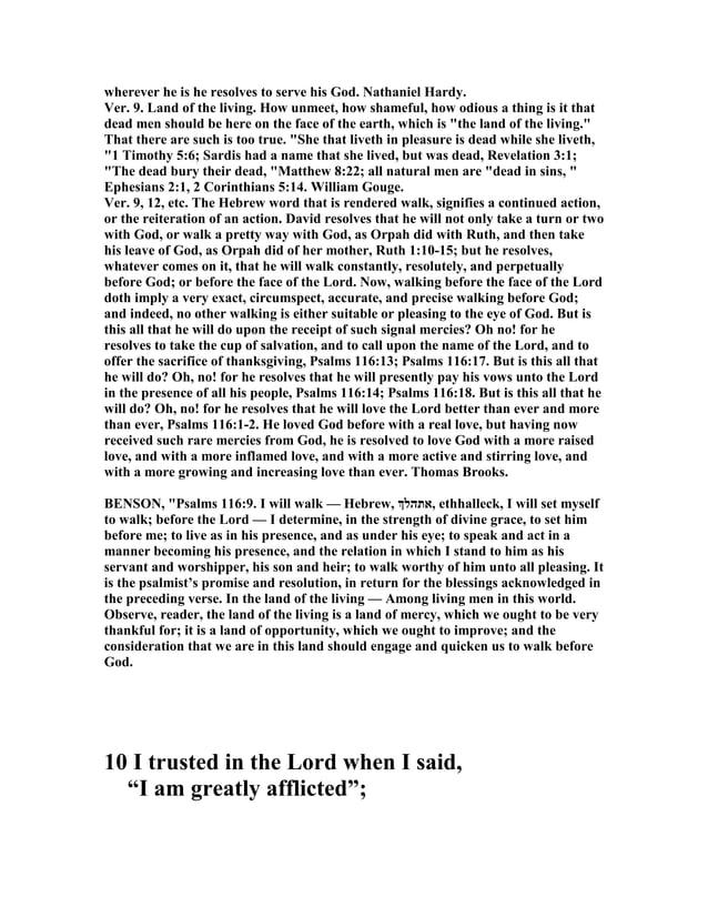 Psalm 116 Commentary Psalm 116 Commentary