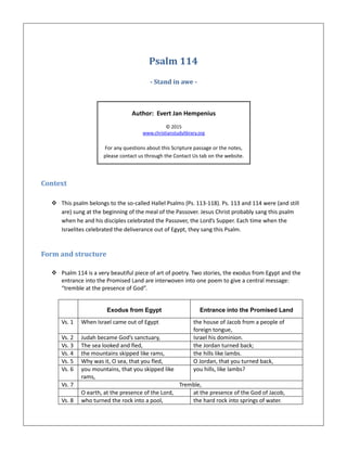 Psalm 114 - Sermon Outline | PDF