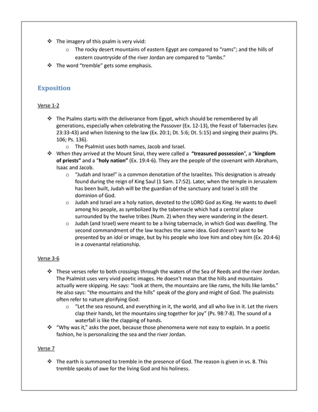 Psalm 114 - Sermon Outline | PDF