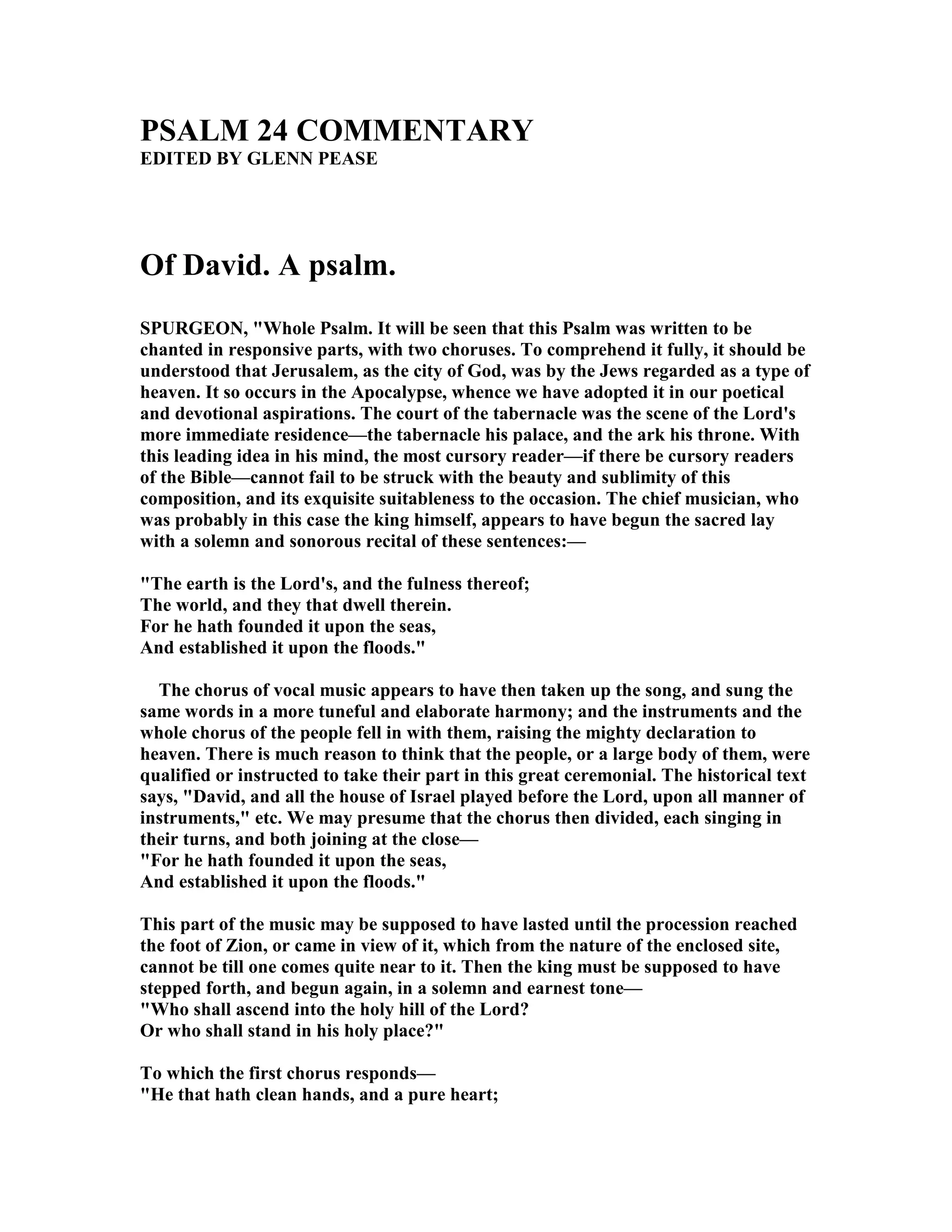 Psalm 24 commentary | PDF
