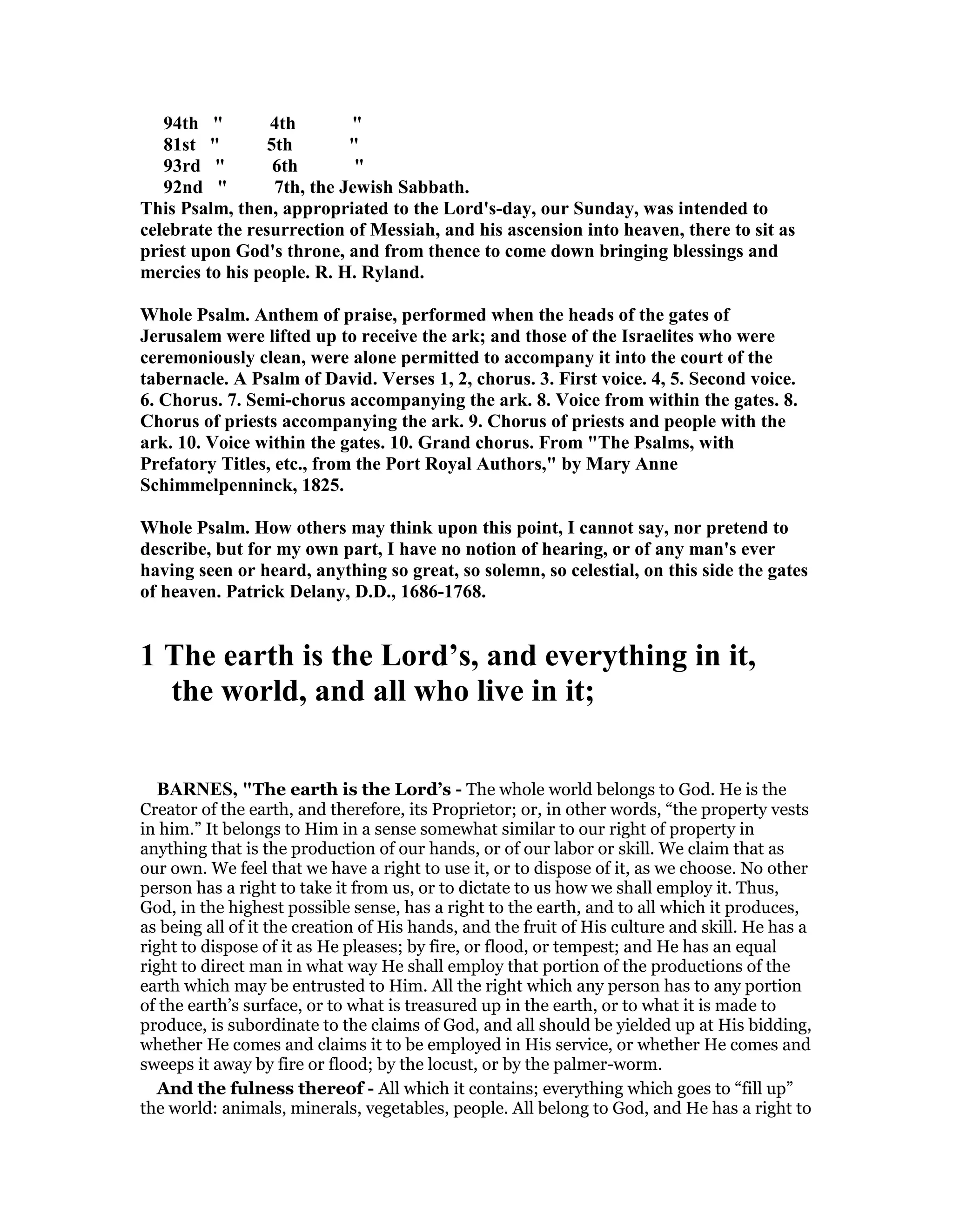 Psalm 24 commentary | PDF