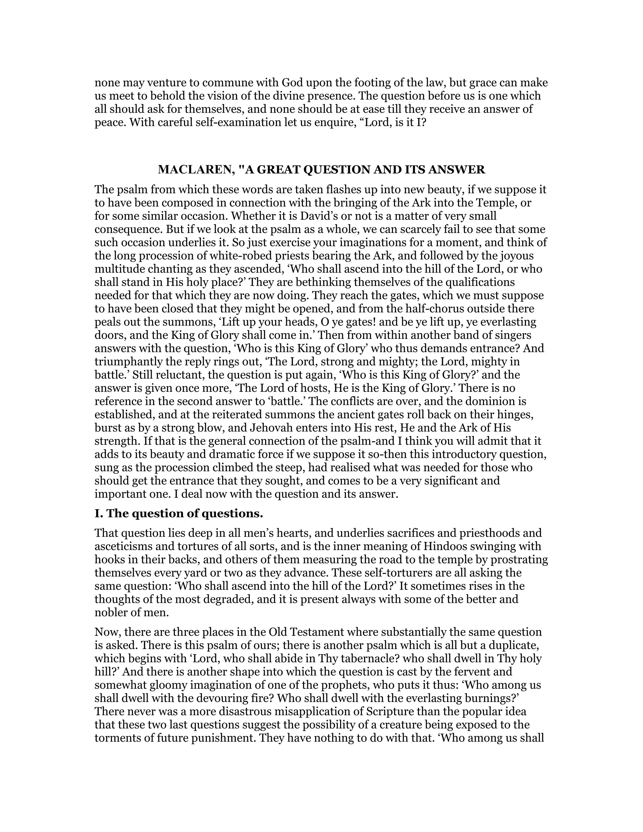Psalm 24 commentary | PDF