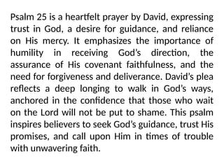 Psalm 25:Seeking Guidance and Trusting in God | PPTX