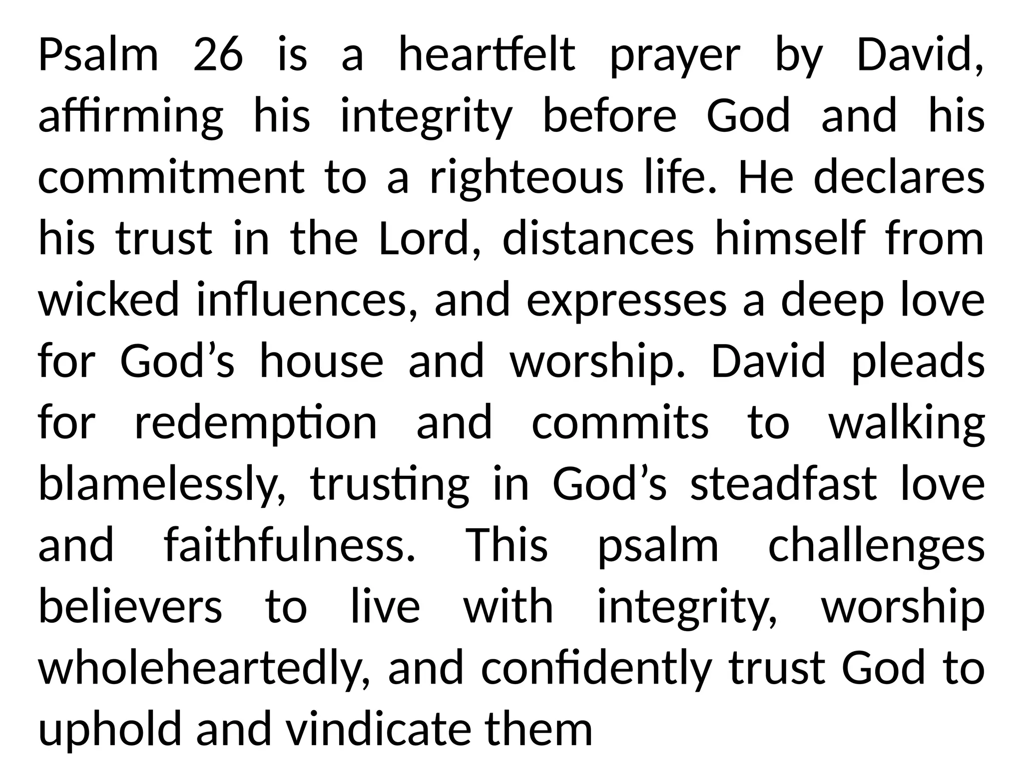 Psalm 26: "Walking in Integrity" sermon By Dr. Venkat Potana | PPT