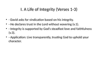 Psalm 26: "Walking in Integrity" sermon By Dr. Venkat Potana | PPTX