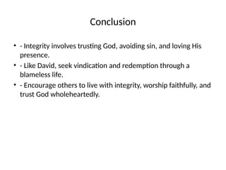 Psalm 26: "Walking in Integrity" sermon By Dr. Venkat Potana | PPTX