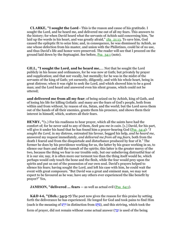 Psalm 34 commentary | PDF