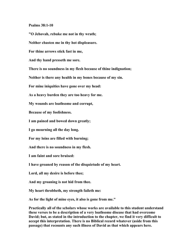 Psalm 38 commentary | PDF