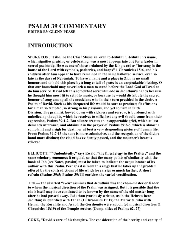Psalm 39 commentary | PDF