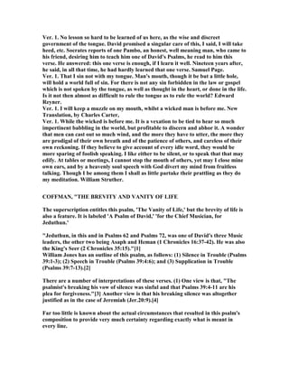Psalm 39 commentary | PDF