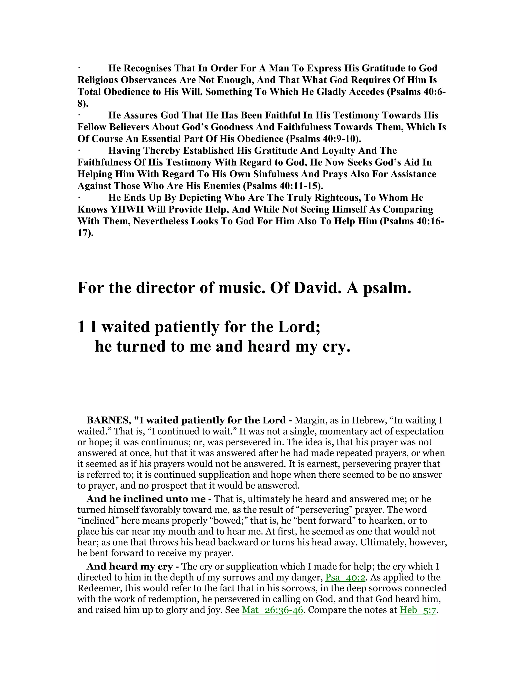 Psalm 40 commentary | PDF