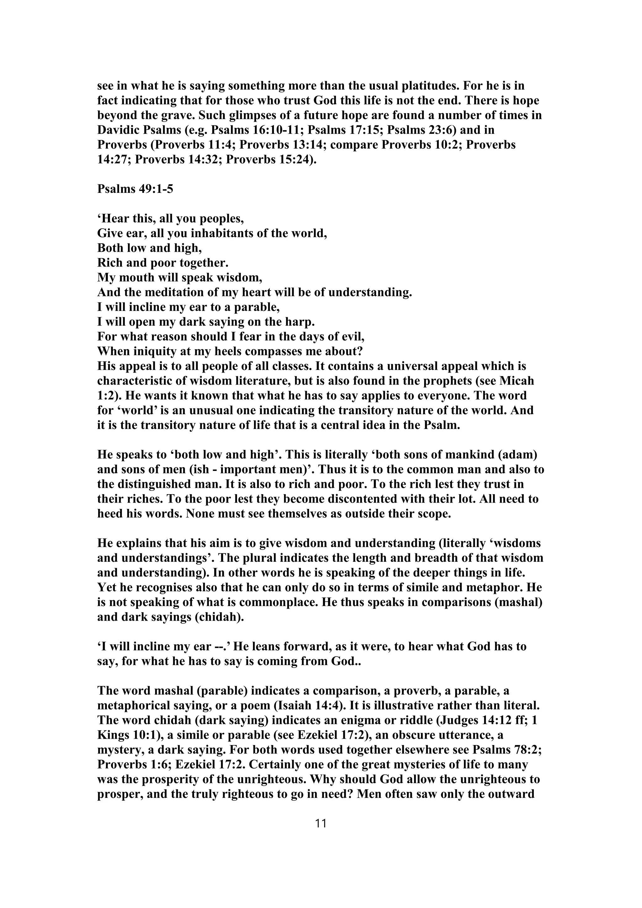 Psalm 49 commentary | PDF