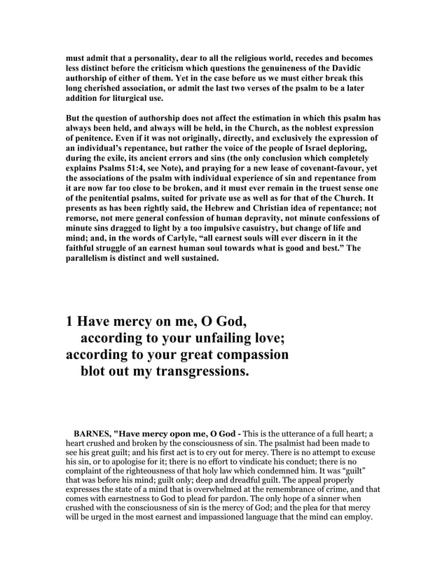 Psalm 51 commentary | PDF | Christianity | Religion & Spirituality