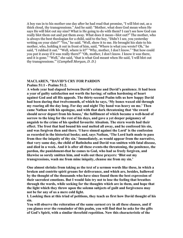 Psalm 51 commentary | PDF | Christianity | Religion & Spirituality