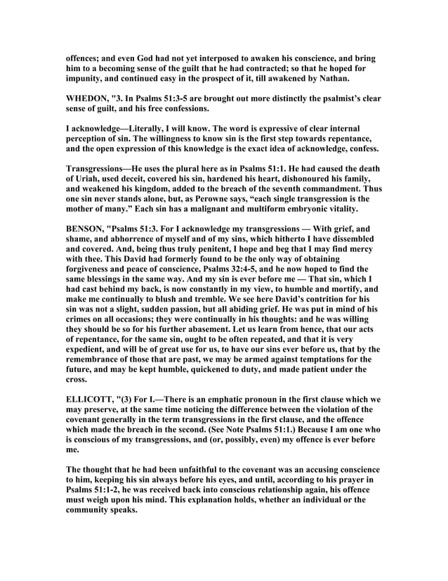 Psalm 51 commentary | PDF | Christianity | Religion & Spirituality