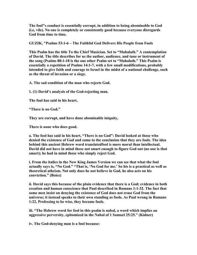 Psalm 53 commentary | PDF