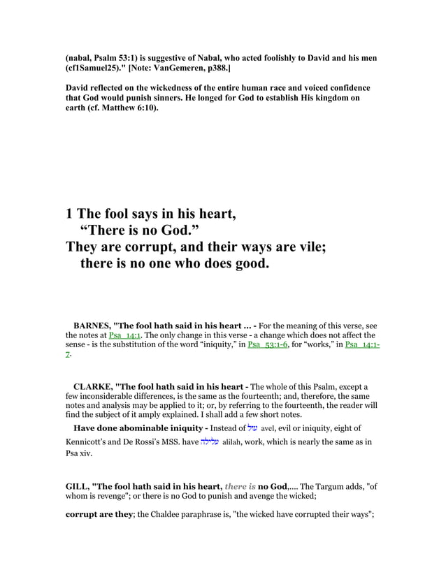 Psalm 53 commentary | PDF