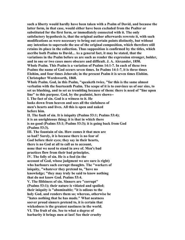 Psalm 53 commentary | PDF