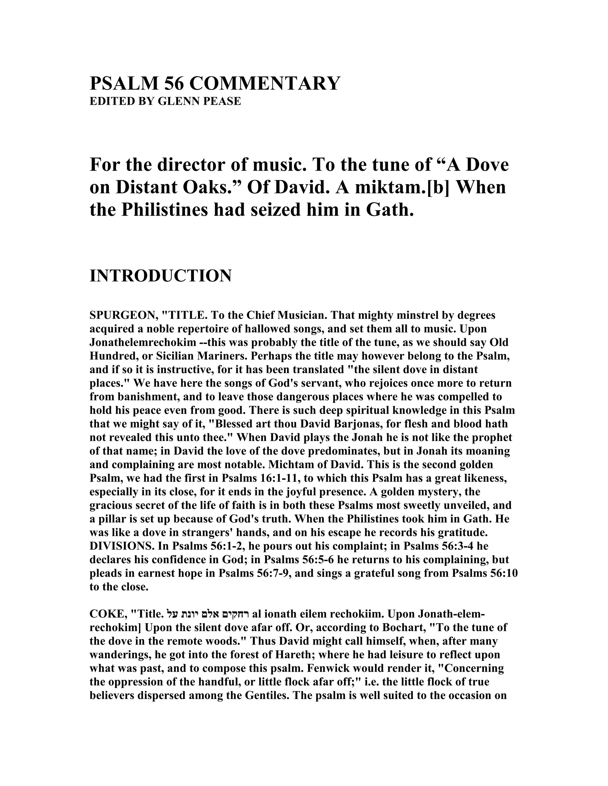 Psalm 56 commentary | PDF