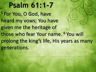 Psalm 61 heritage and inheritance | PPTX