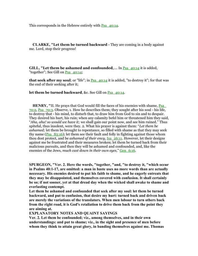 Psalm 70 commentary | PDF