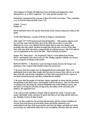 Psalm 70 commentary | PDF