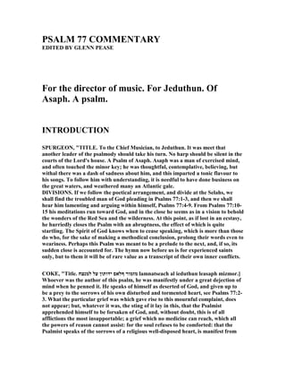 Psalm 77 commentary | PDF